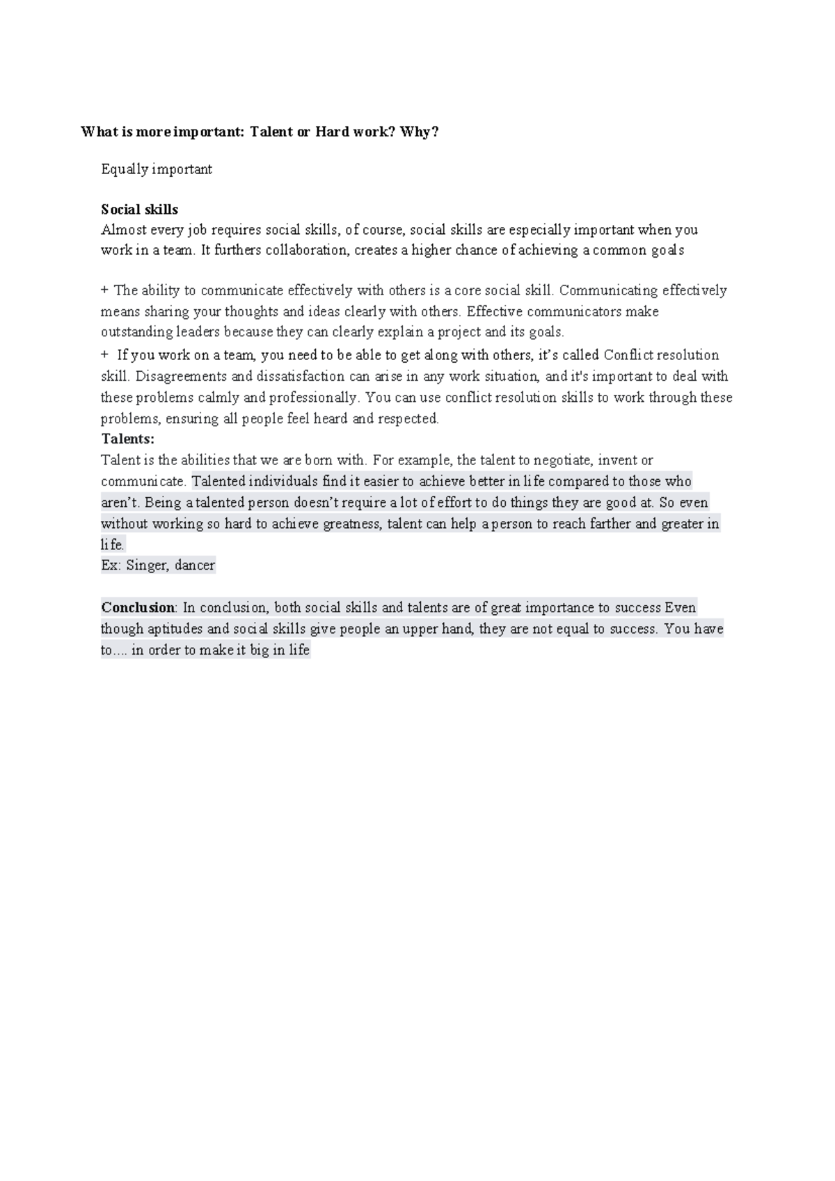 2. Talents vs. Social Skills: The Key to Success - Studocu