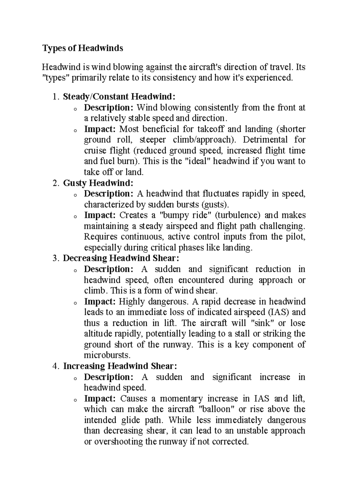 Unit 1: Types of Wind - Detailed Notes on Headwinds and Tailwinds - Studocu