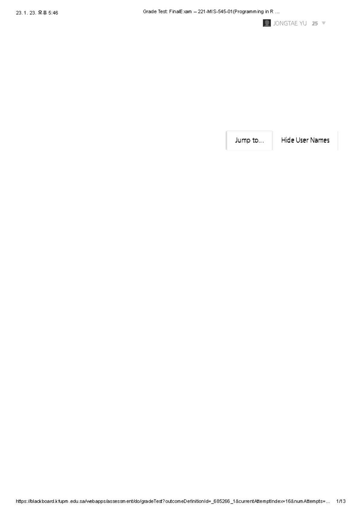 Final Exam Sample - best - H Grade Center Grade Test: FinalExam Edit ...