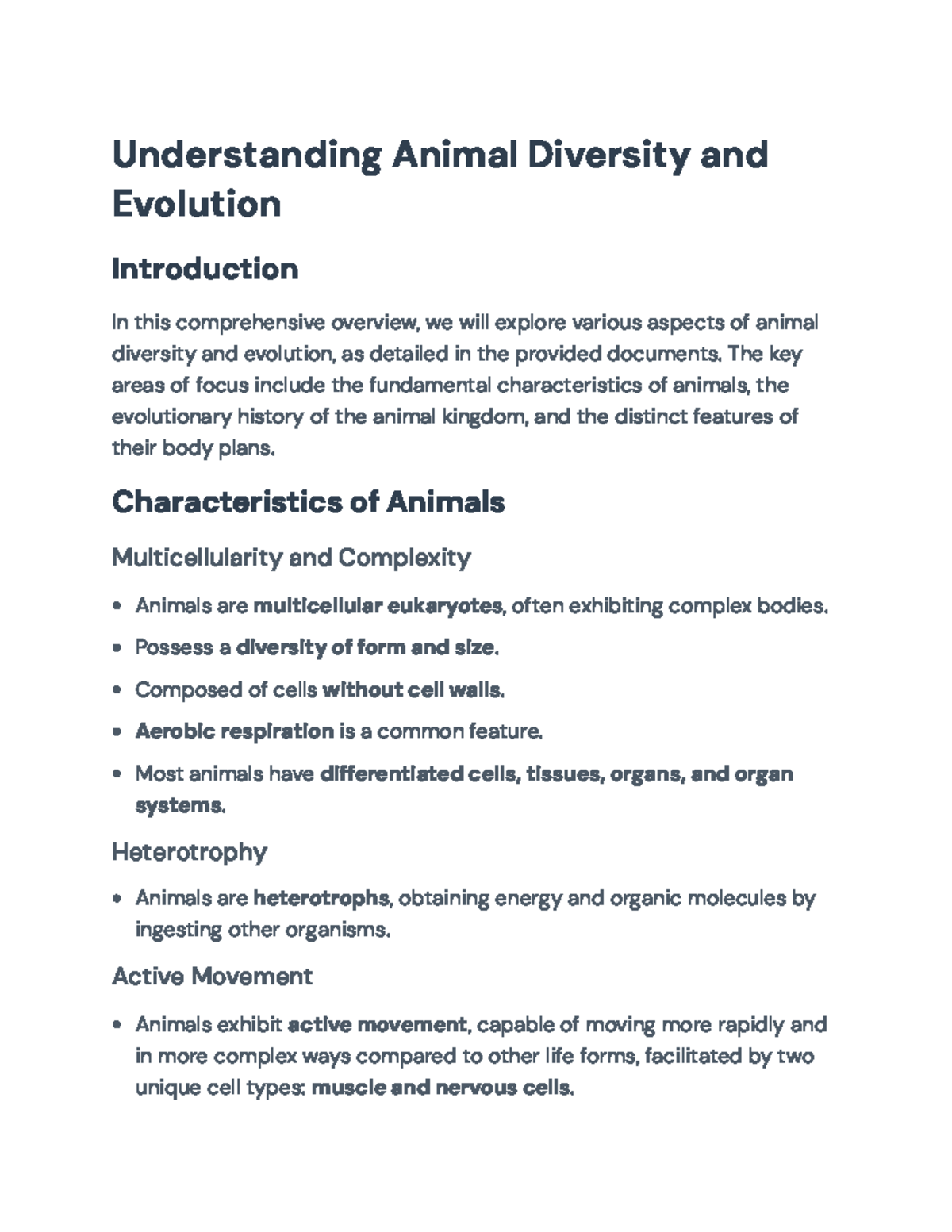 Understanding Animal Diversity and Evolution: Key Features & History ...