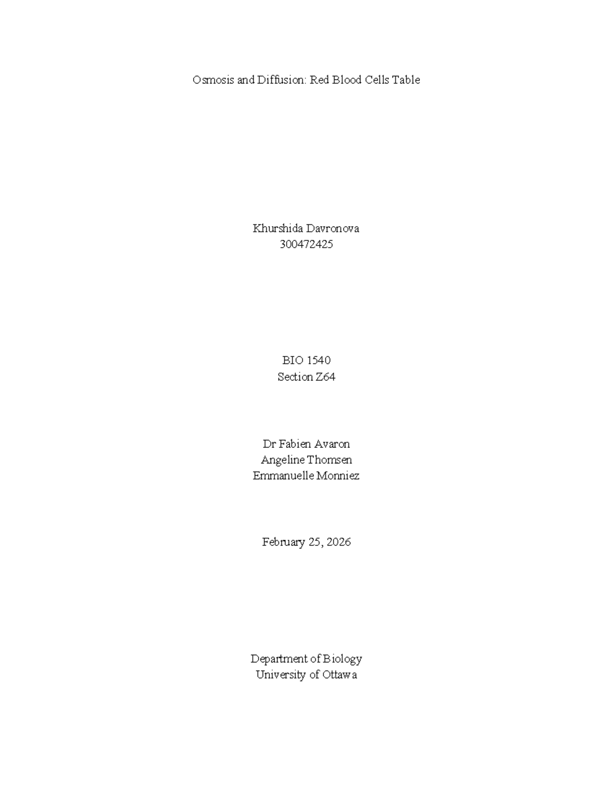 Osmosis and Diffusion Study Notes for BIO 1540 - Khurshida Davronova ...