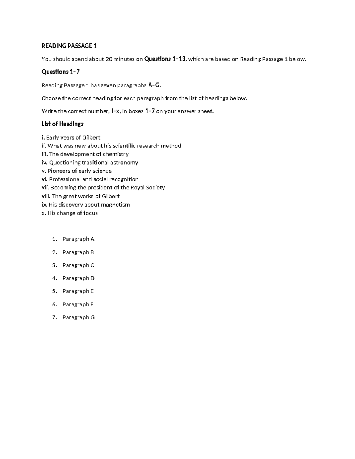 William Gilbert and Magnetism: Reading Passage 1 Analysis - Studocu