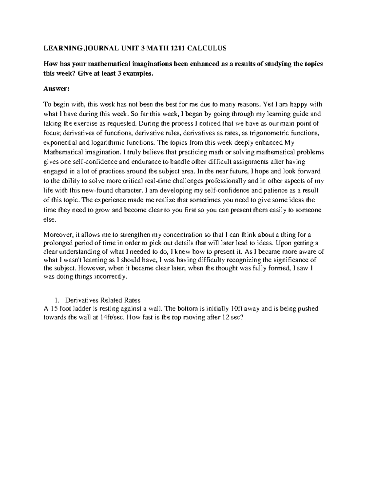 Learning Journal UNIT 3 MATH 1211 Calculus - LEARNING JOURNAL UNIT 3 MATH 1211 CALCULUS How has ...
