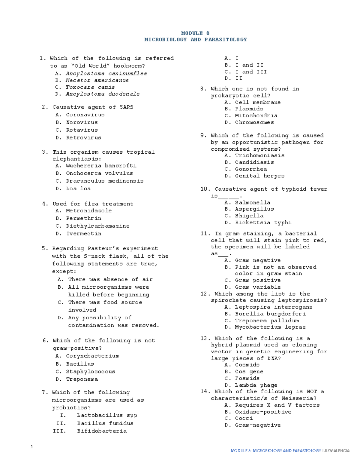 Microbiology- Pacop- November-2024-Questions-Only 3 - 1 MODULE 6 ...