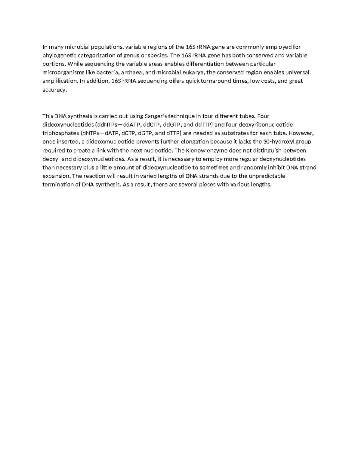 Molecular Biology Diagnostics: 16S rRNA Gene Sequencing Insights - Studocu