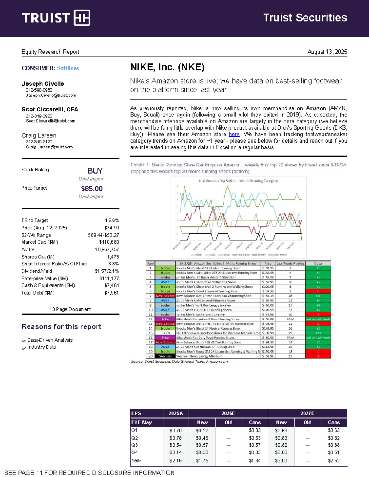 Truist Securities Equity Research Report: NIKE, Inc. (NKE) Analysis on ...