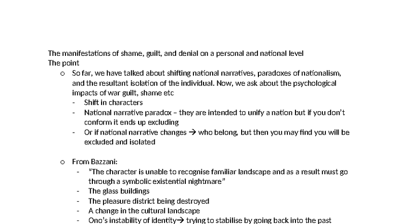 Shame, Guilt, and Denial: Personal & National Perspectives - Studocu