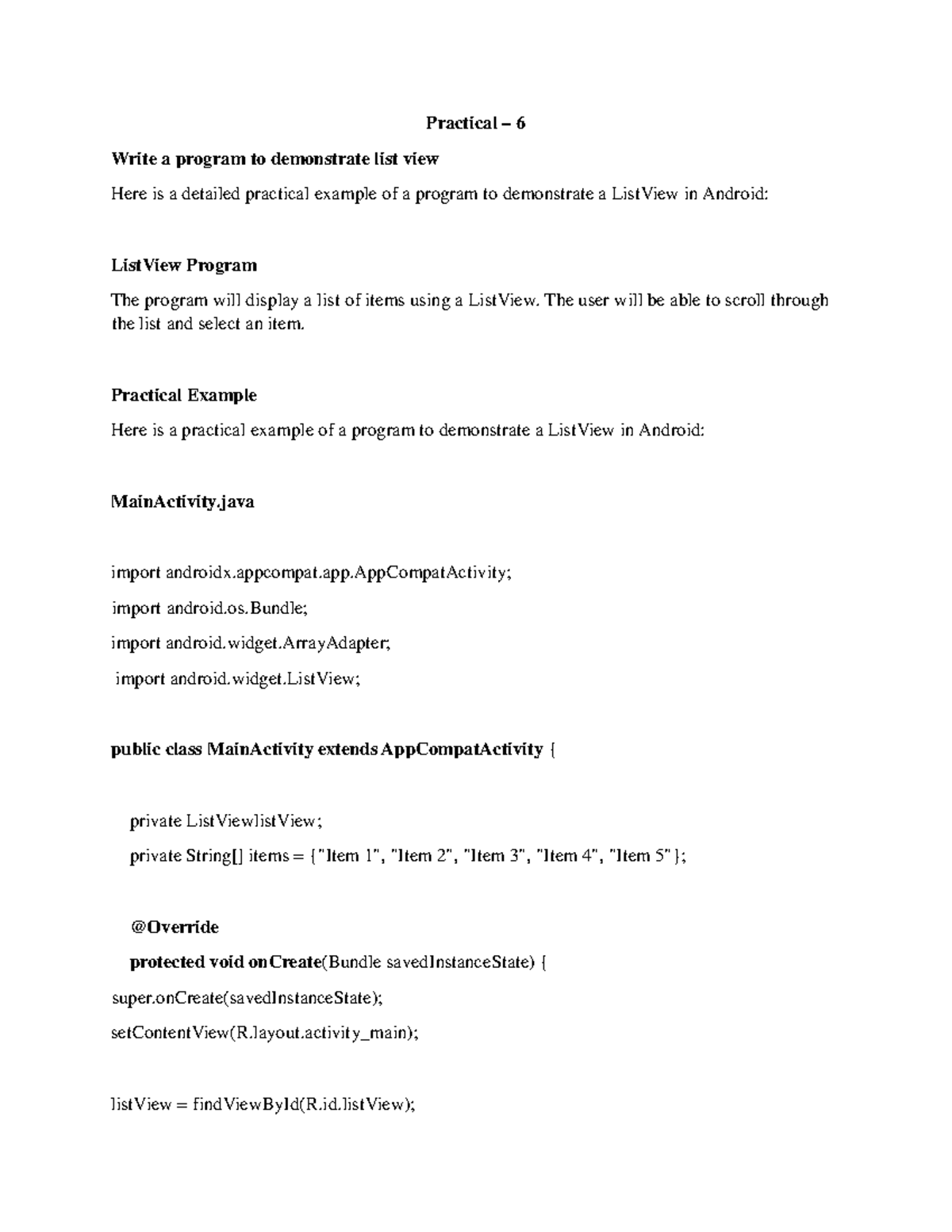 Practical - 6 - Pratical - Practical – 6 Write a program to demonstrate ...