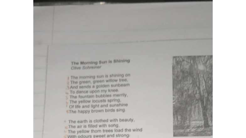 Olive Schreiner's "The Morning Sun" - Poem Analysis 20251117 - Studocu