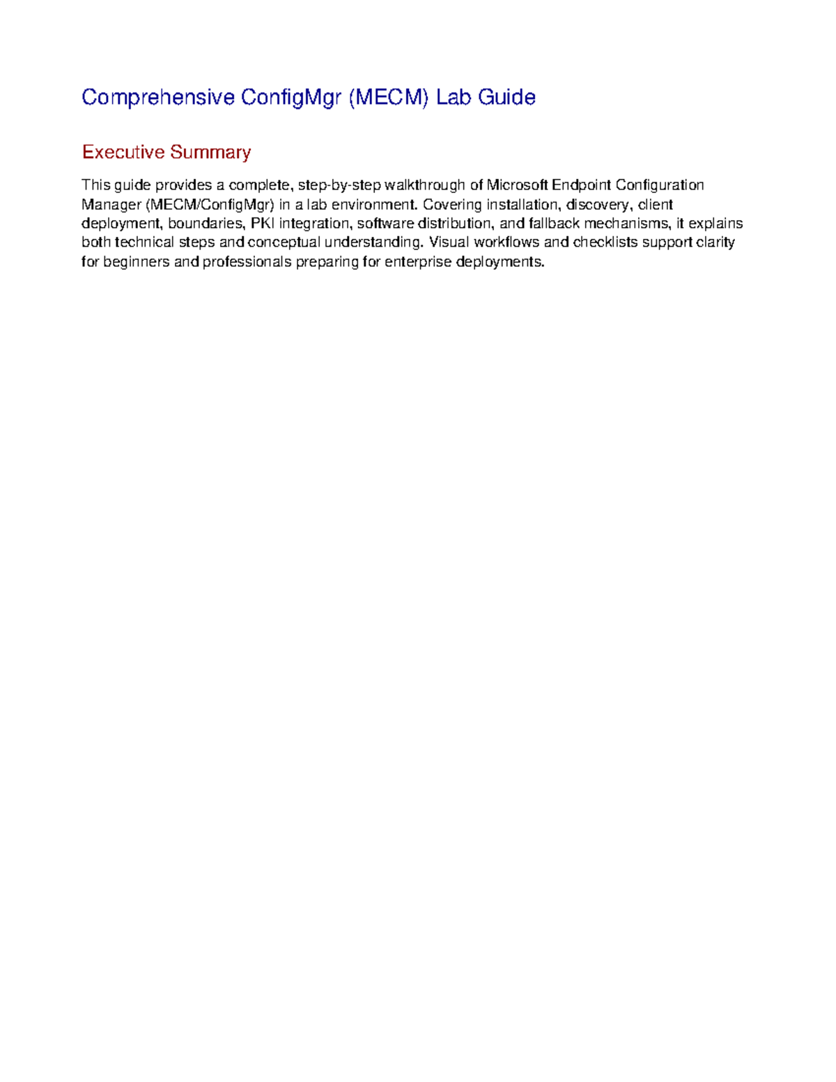 Comprehensive ConfigMgr (MECM) Lab Guide: Installation & Deployment ...
