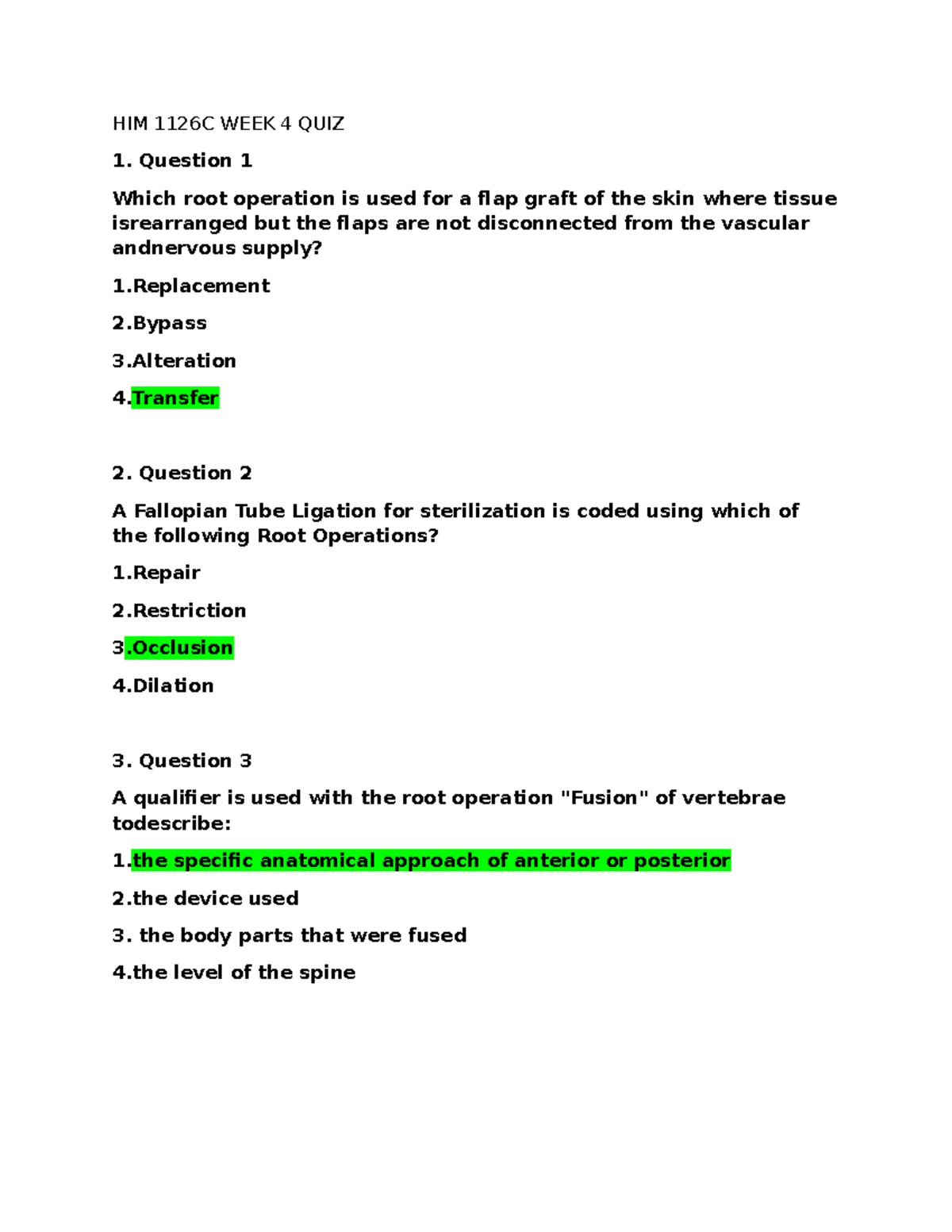 HIM 1126C WEEK 4 QUIZ: Key Concepts and Root Operations - Studocu