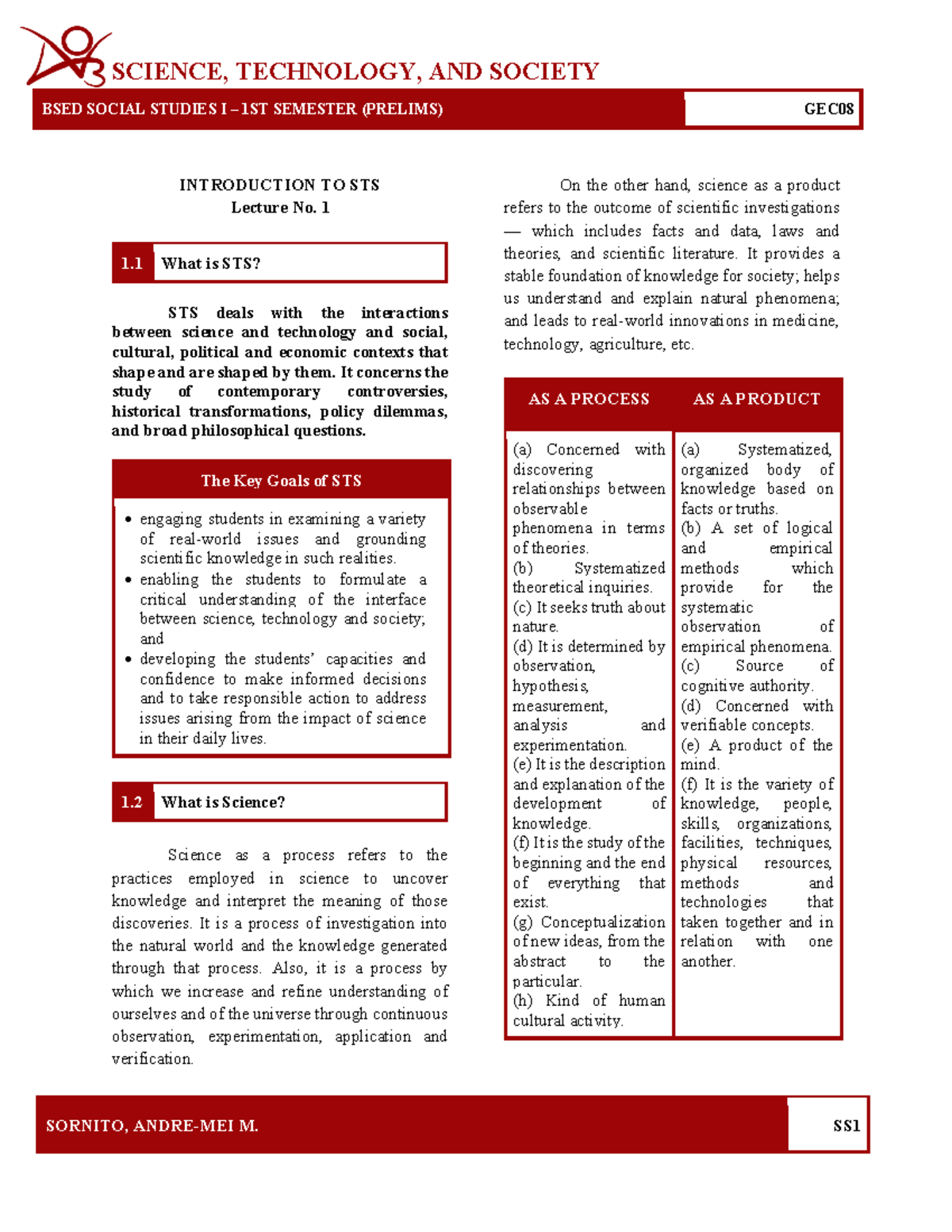GEC08 - Science, Technology, and Society Prelims Lecture Notes - Studocu