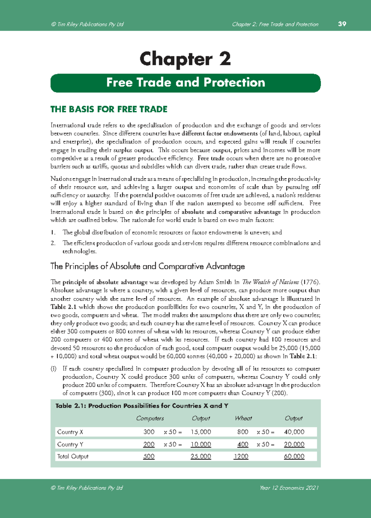 Year 12 Economics 2021: Chapter 2 - Free Trade and Protection - Studocu