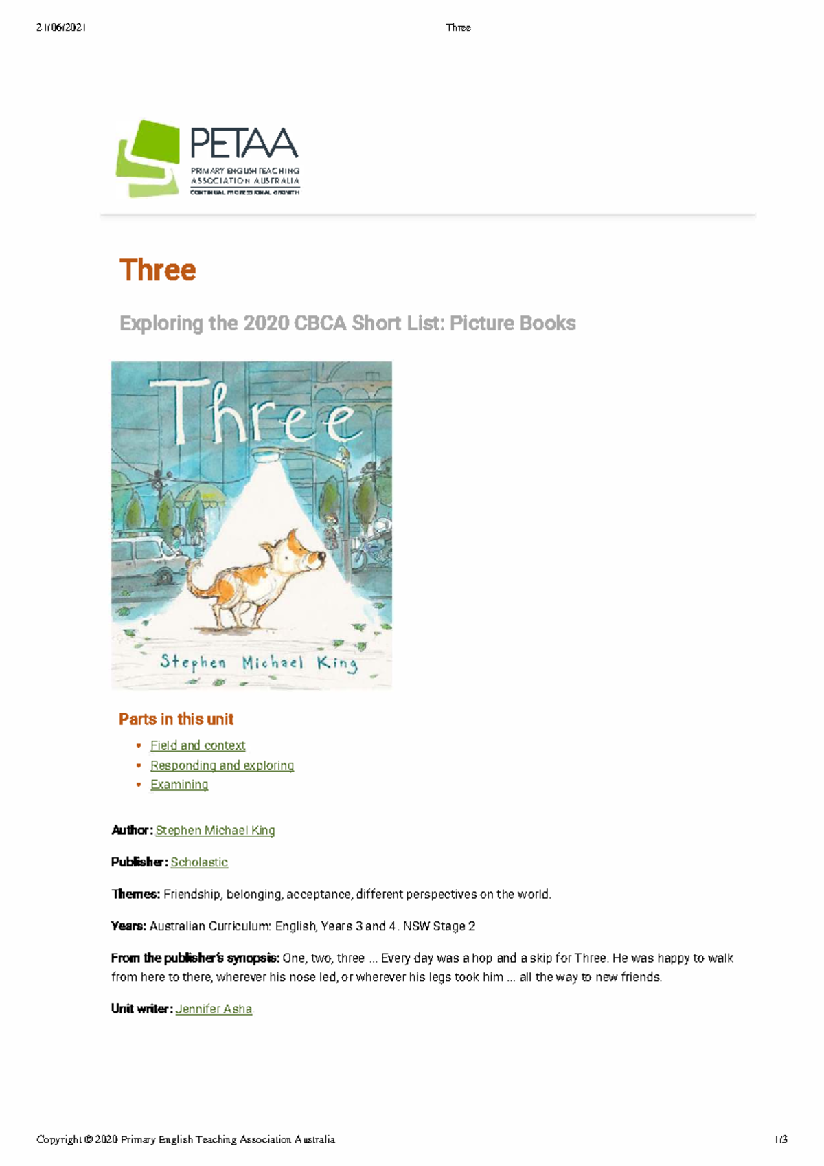 Exploring the 2020 CBCA Short List: Picture Books Unit for Years 3-4 ...