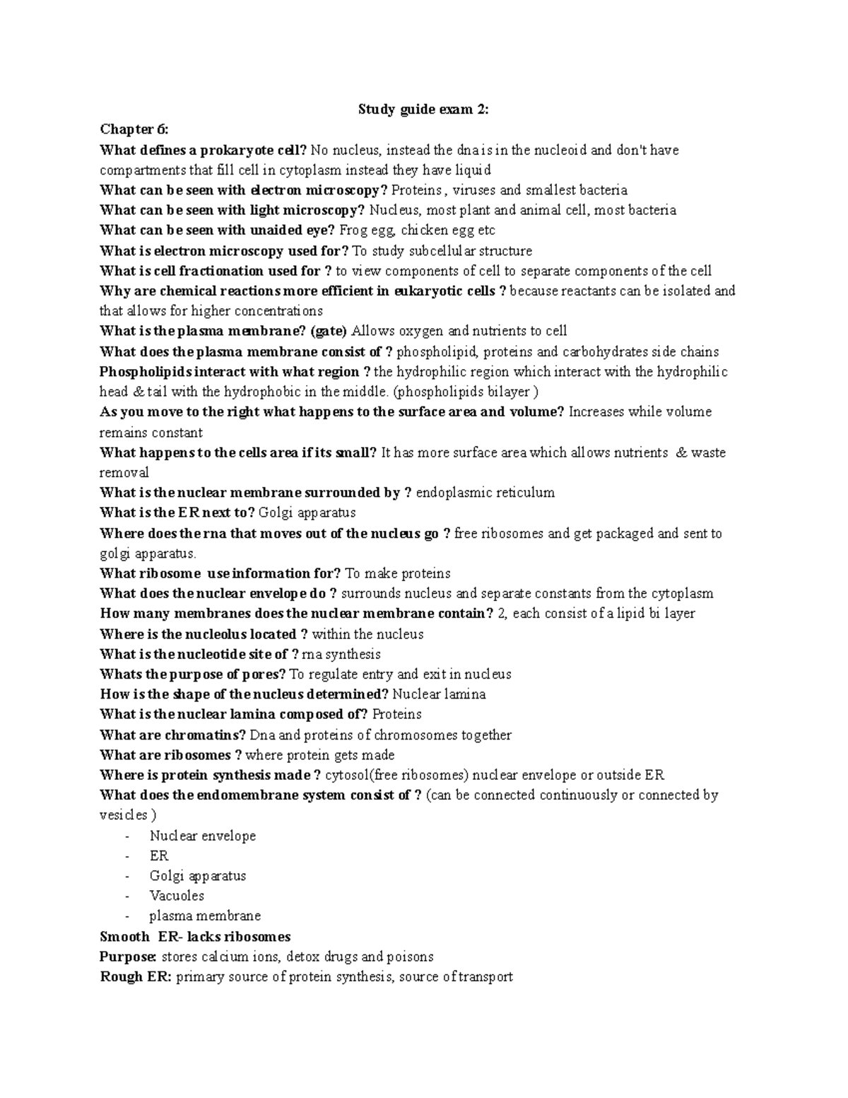Biology 100 - Exam 2 Comprehensive Study Guide - Studocu