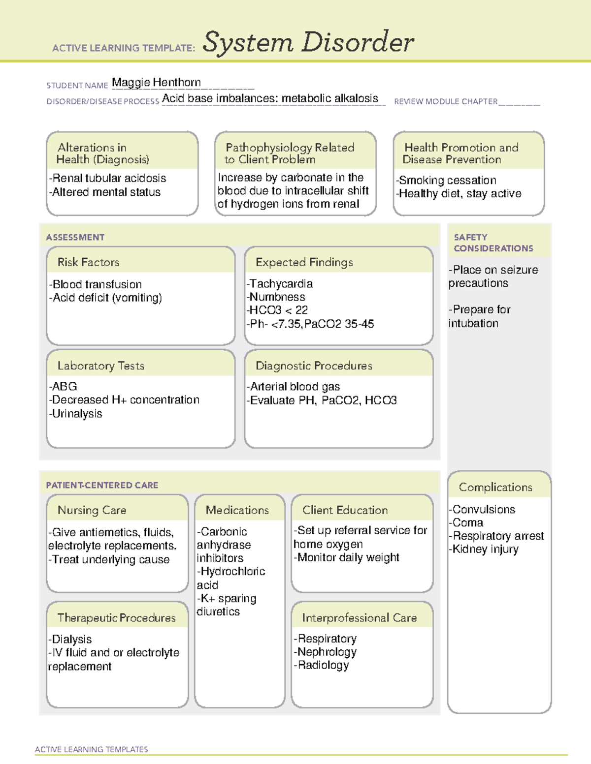 Acid base imbalances - ACTIVE LEARNING TEMPLATES System Disorder ...
