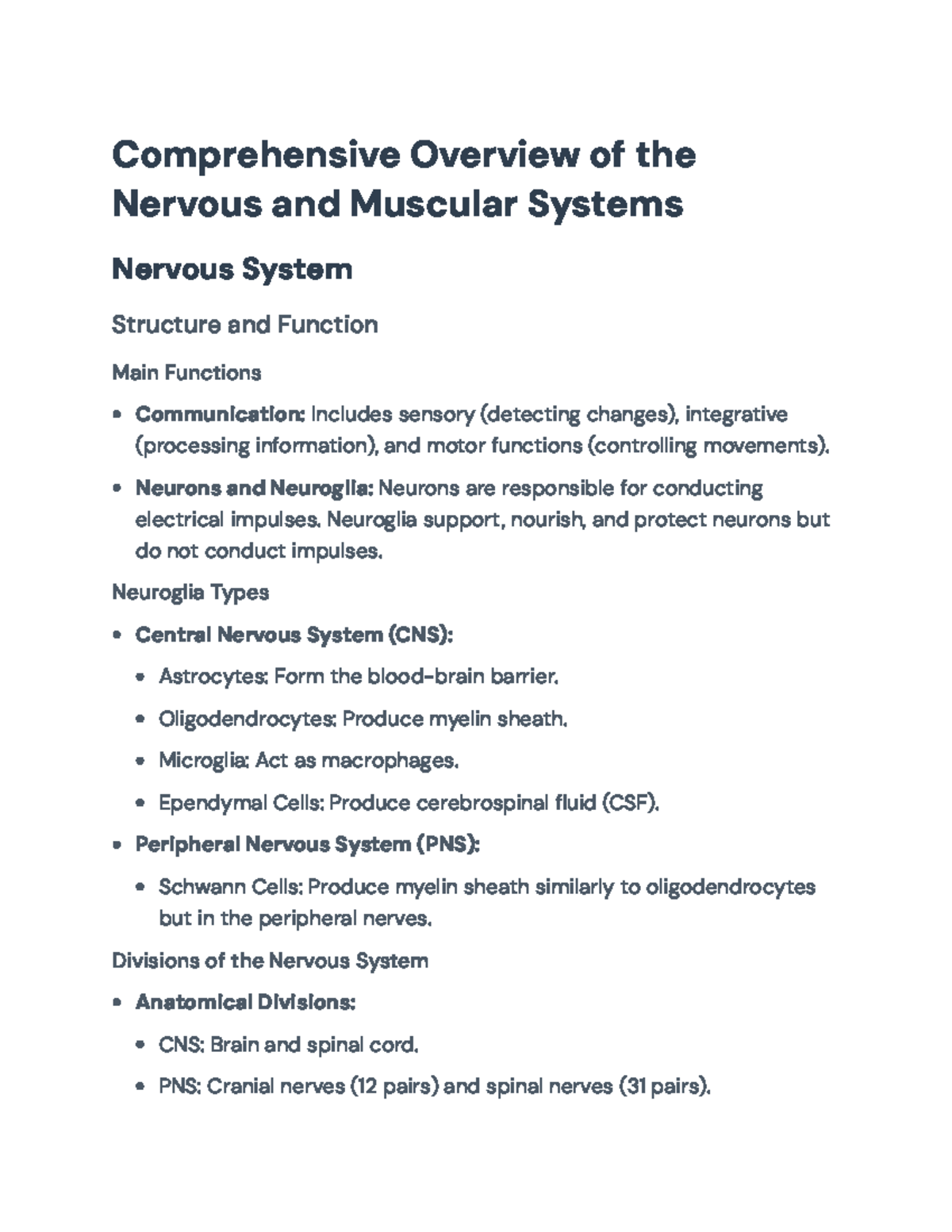Nervous and Muscular Systems Overview: Structure, Function, and ...