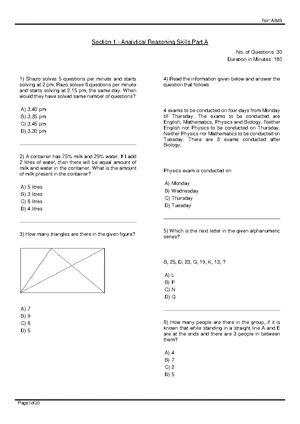 Gat sample paper - 2021 - GAT General Sample Paper Number of Questions ...