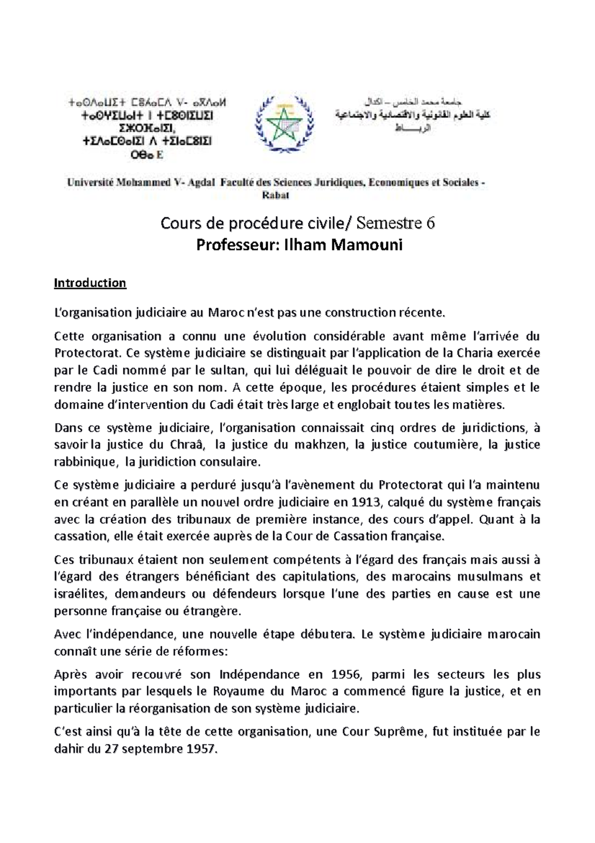 Cours de Procédure Civile - Version 2018 - S6 - Studocu