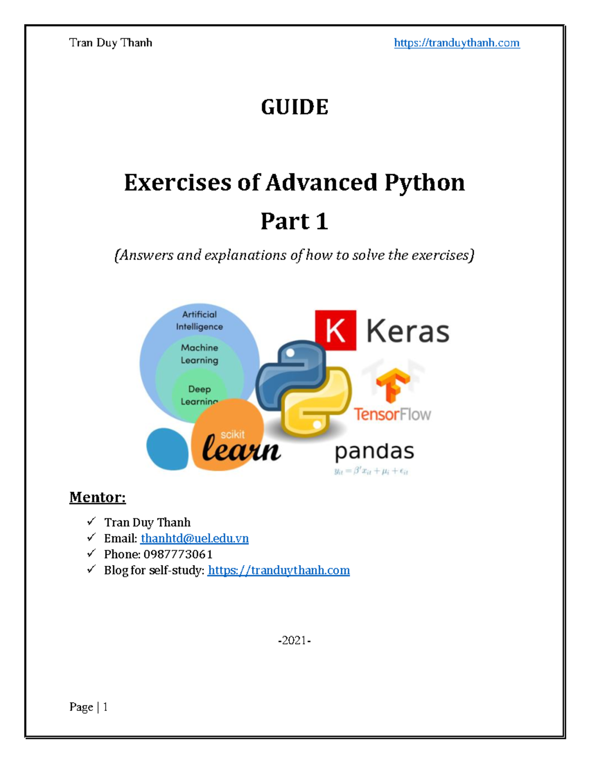 Exercise Guide Advanced Python Part 1 - GUIDE Exercises of Advanced Python Part 1 (Answers and ...