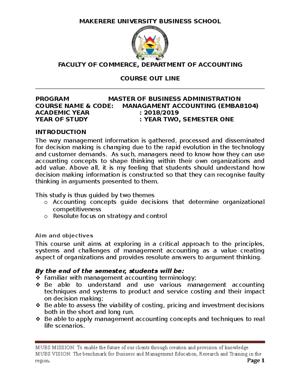 MBA 2 ( Management Accounting) mbra - MAKERERE UNIVERSITY BUSINESS ...