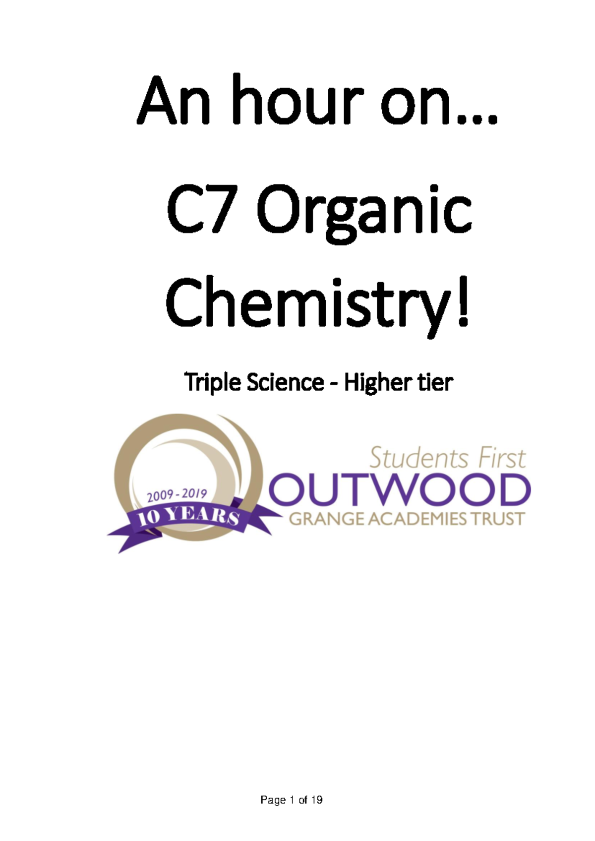C7 Triple Science Organic Chemistry Exam Review Notes - Studocu