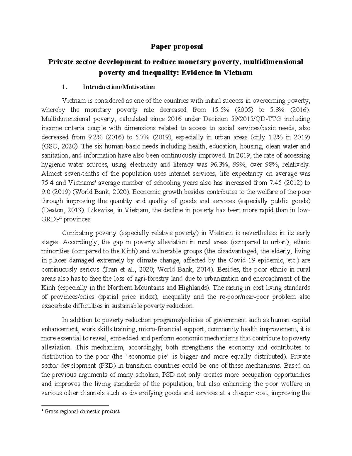 Paper Proposal: Private Sector Development and Poverty Alleviation in ...