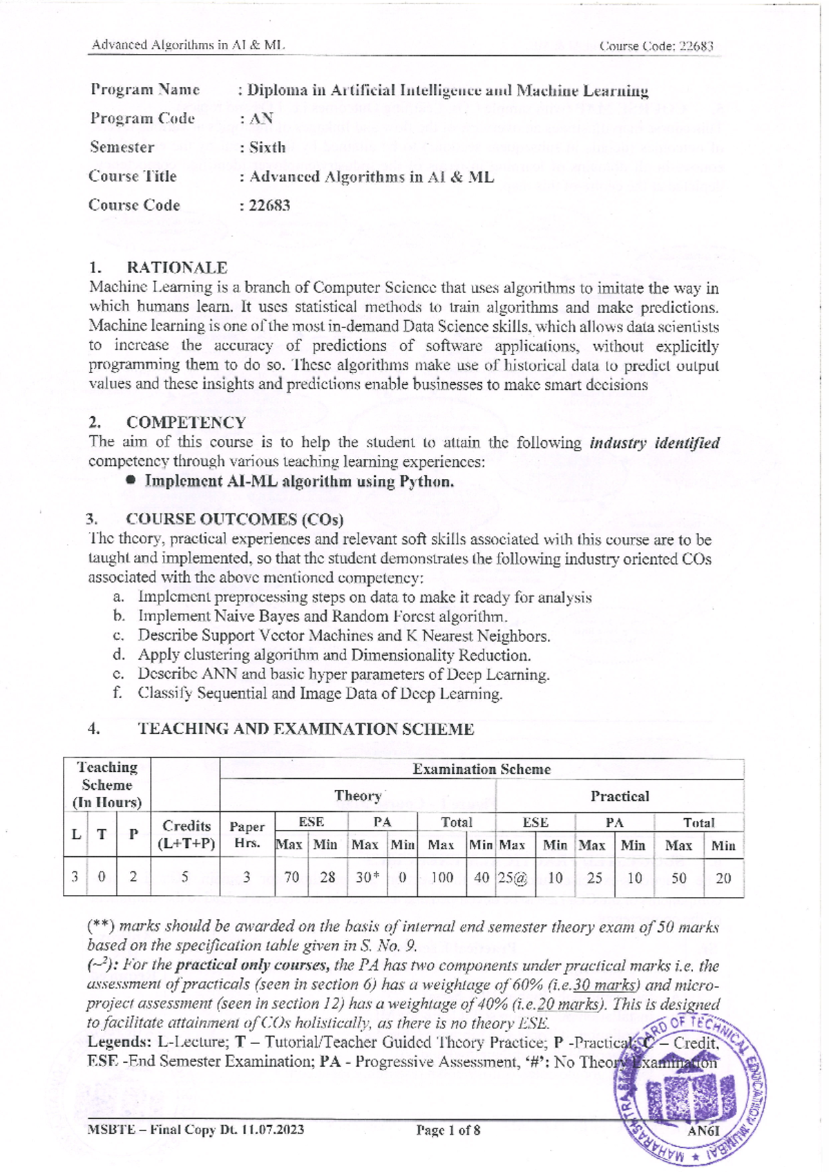 22683 - Advanced Algorithms in AI ML: Study Guide - Studocu