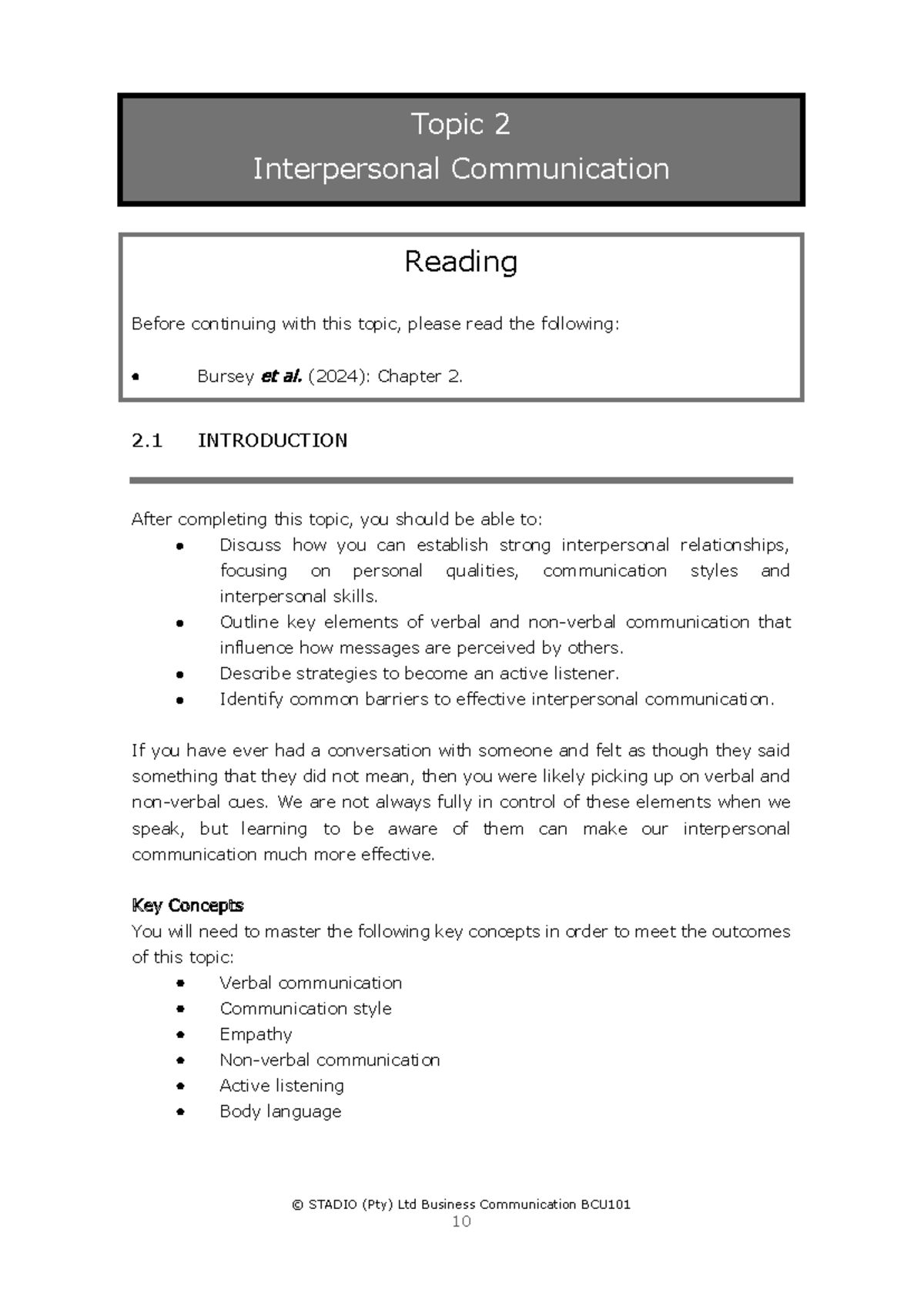 Topic 2 - Interpersonal Communication: Key Concepts & Strategies ...