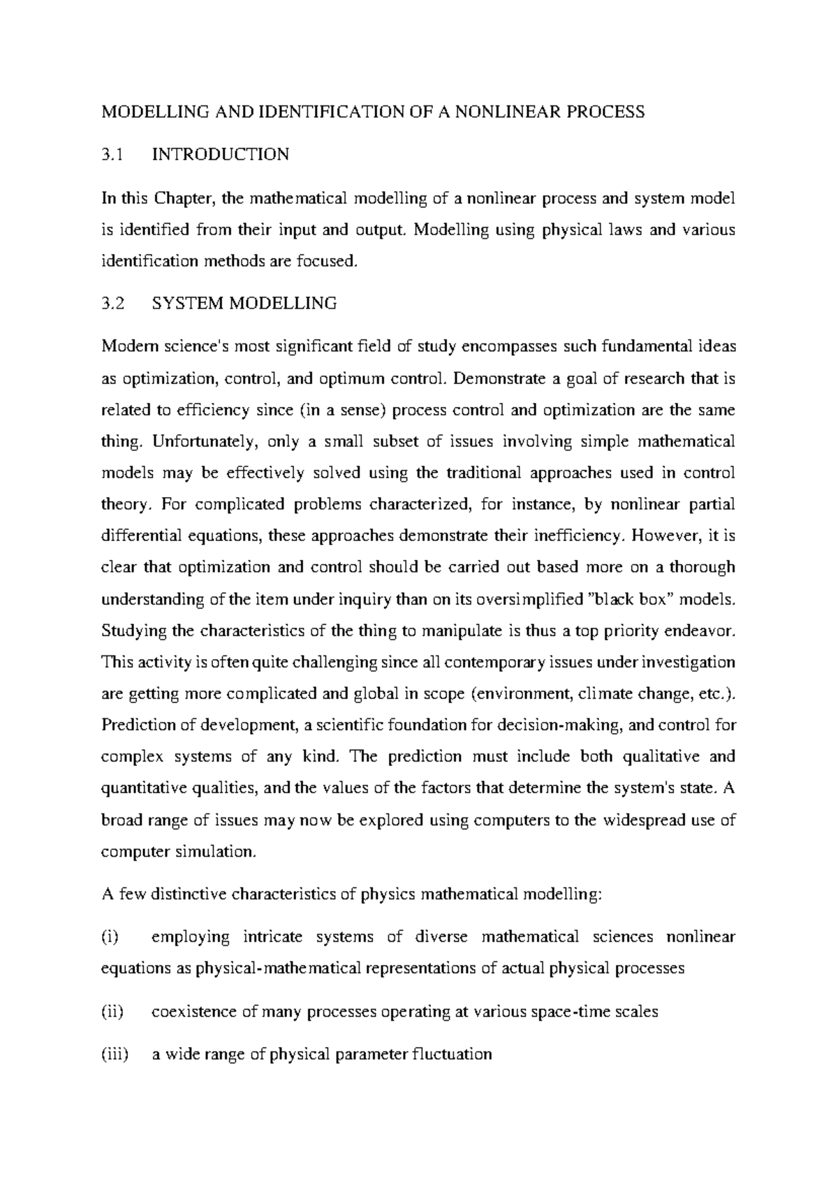Modelling and Identification of Nonlinear Processes - Chapter 3 - Studocu