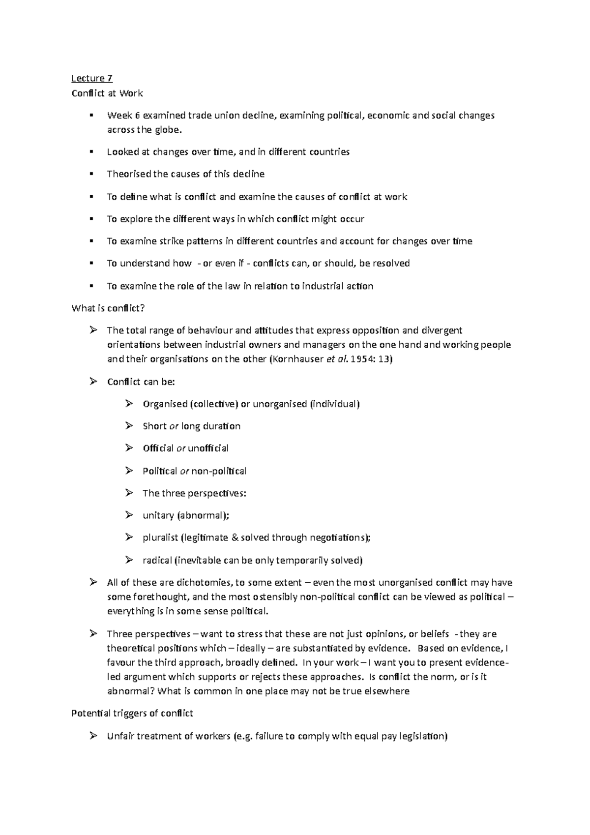 Conflict Management: Lecture 7 - Understanding Workplace Conflict - Studocu