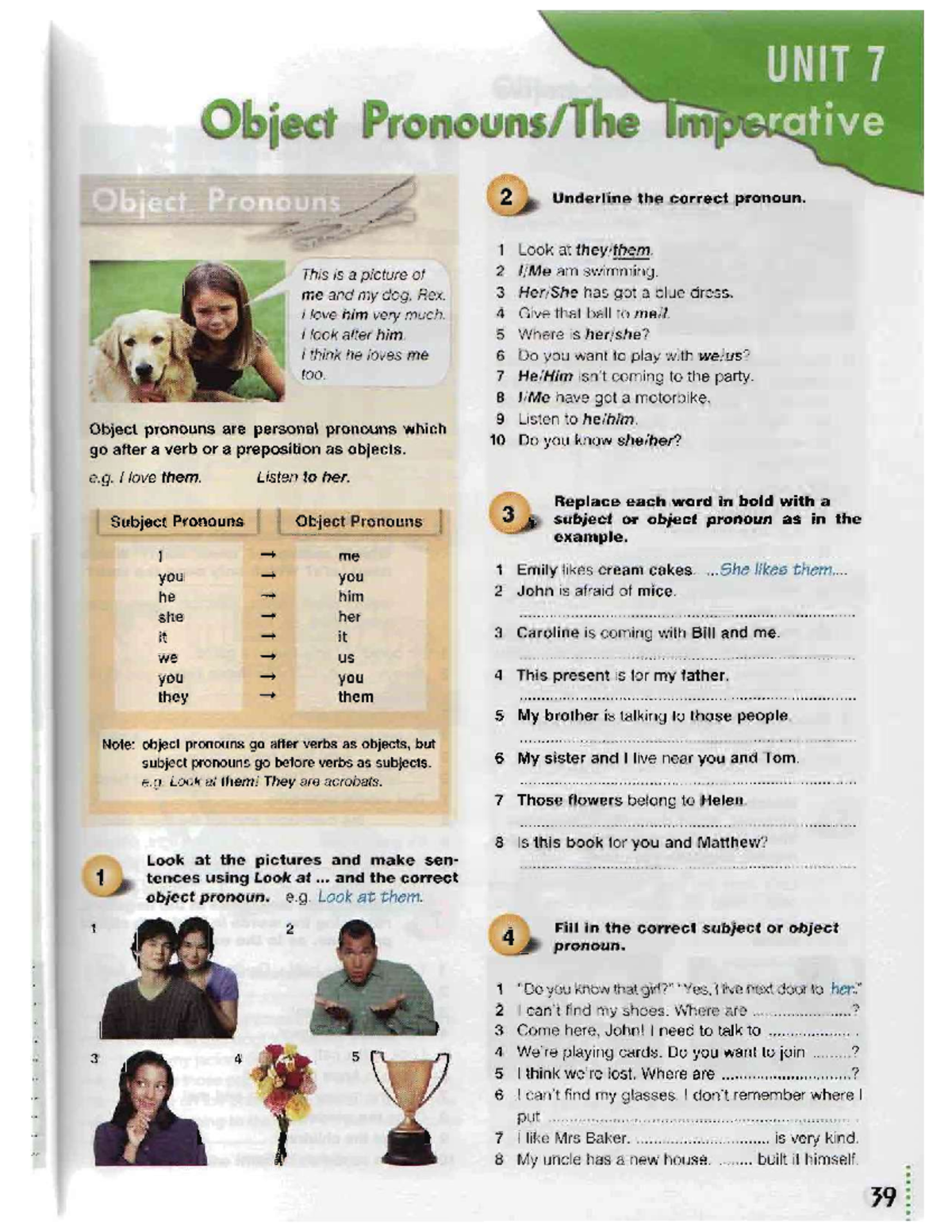 Unit 7 Grammar - A1 Exercises on Object Pronouns - Studocu