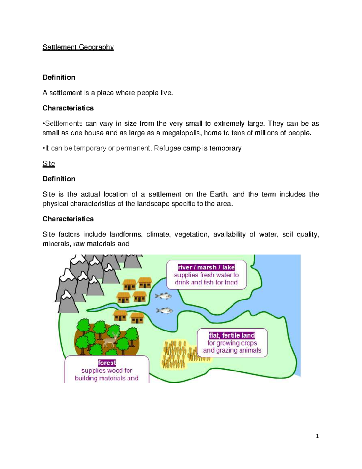 Settlement Geography Notes: Definitions, Types, and Issues - Studocu