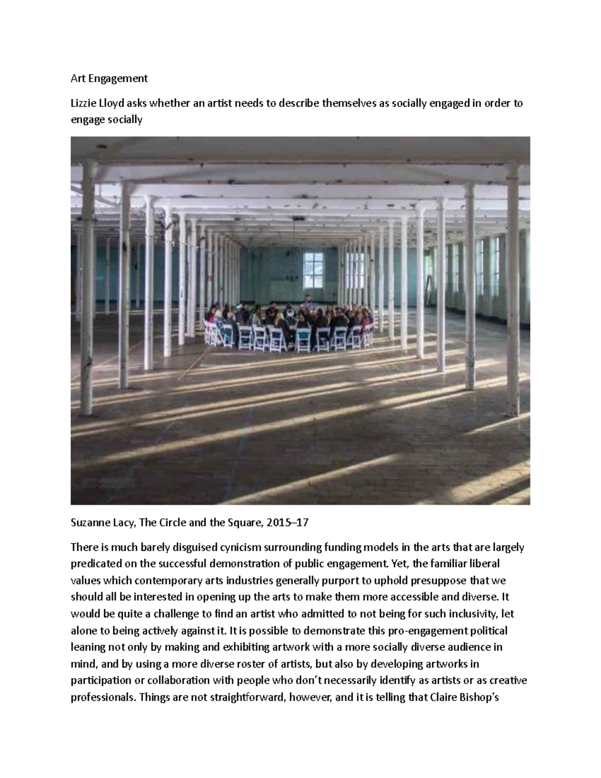 Art Engagement: Socially Engaged Practices in Contemporary Art (AM459 ...