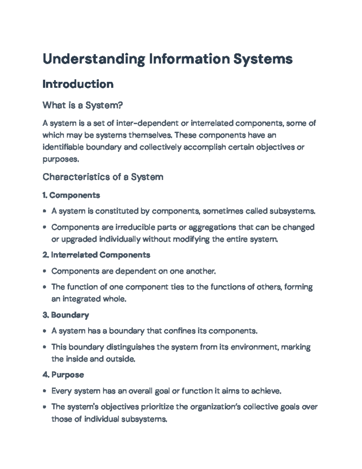 Understanding Information Systems: Key Characteristics & Functions - Studocu