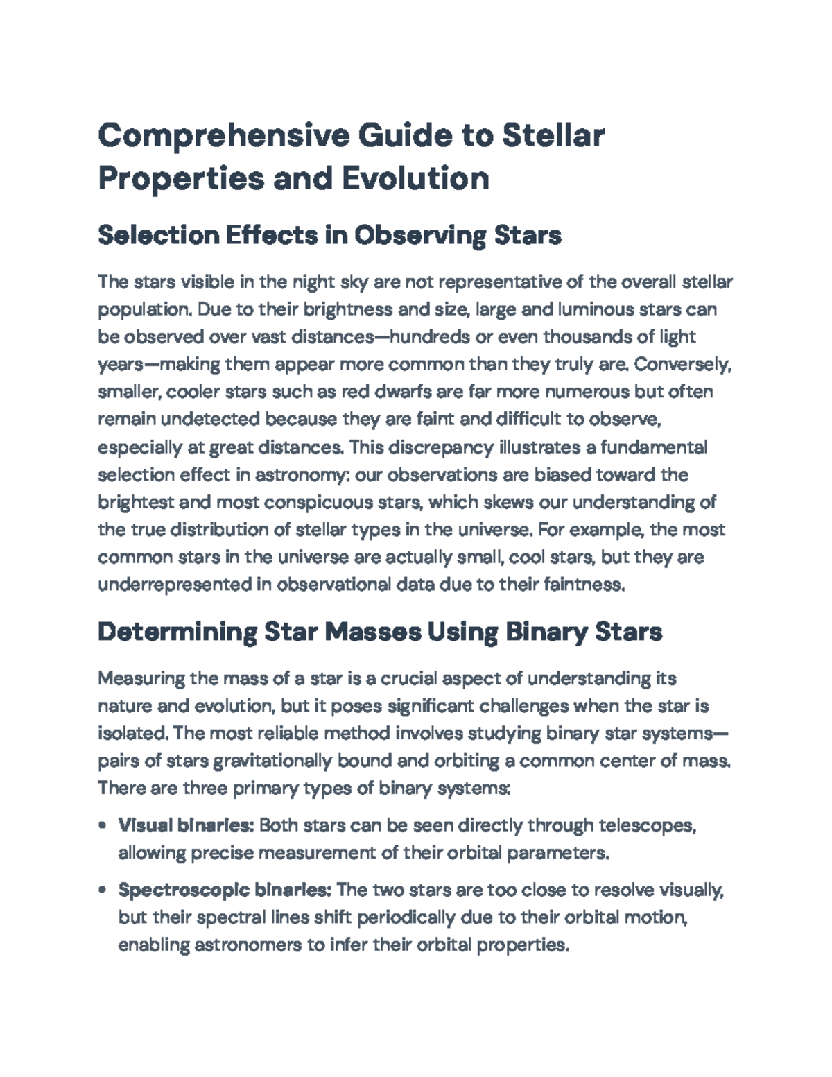 Comprehensive Guide to Stellar Properties & Evolution (ASTR 101) - Studocu