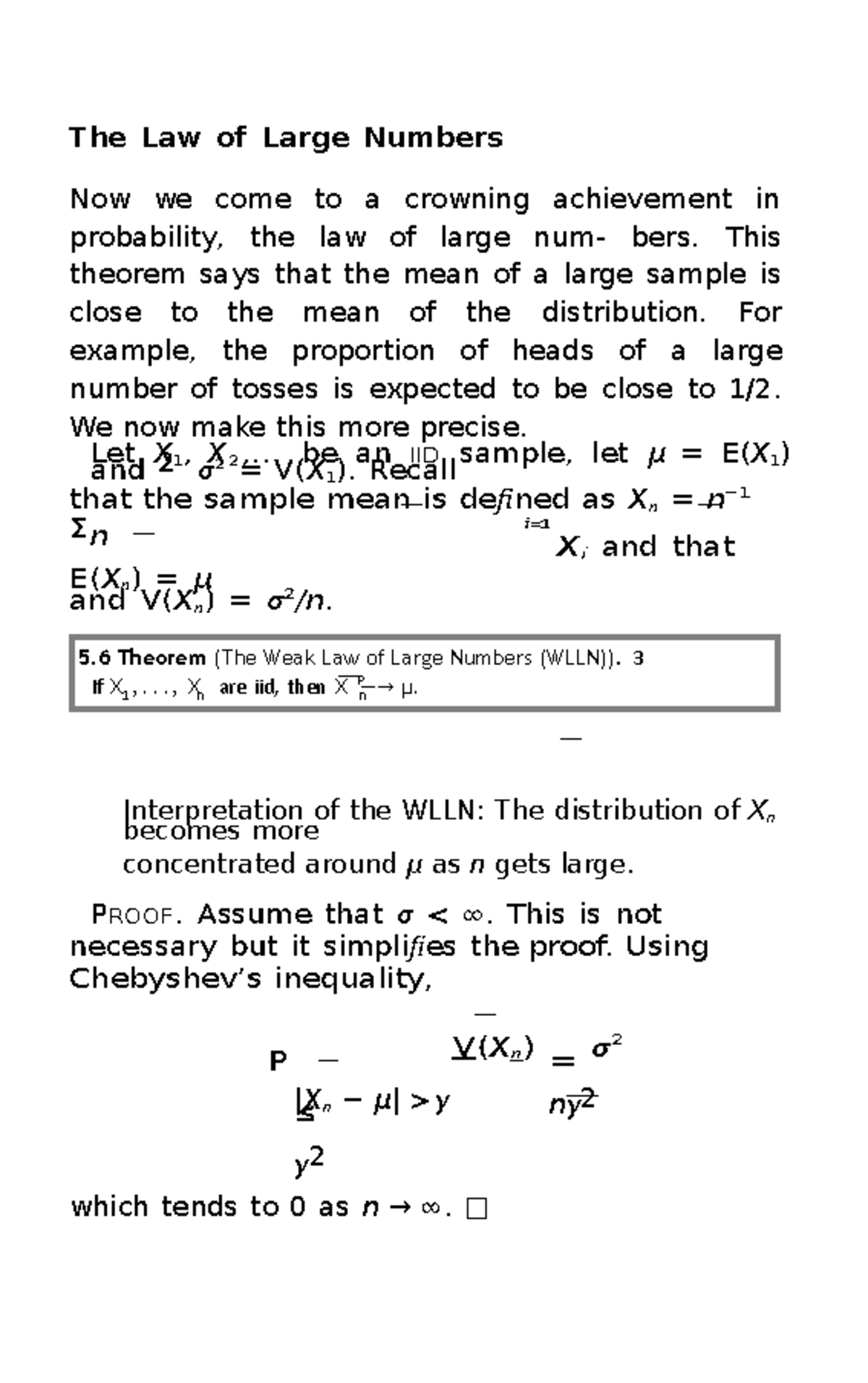 The Law of Large Numbers - 5 Theorem (The Weak Law of Large Numbers ...