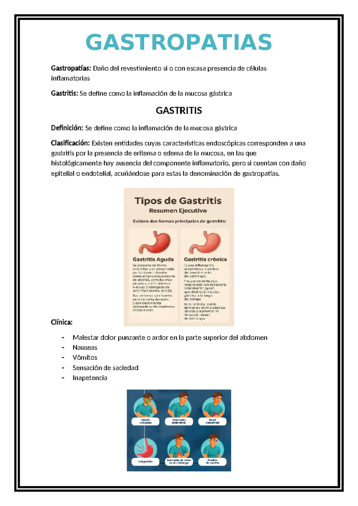 GASTRO 101: Gastropatías y Gastritis - Diagnóstico y Tratamiento - Studocu