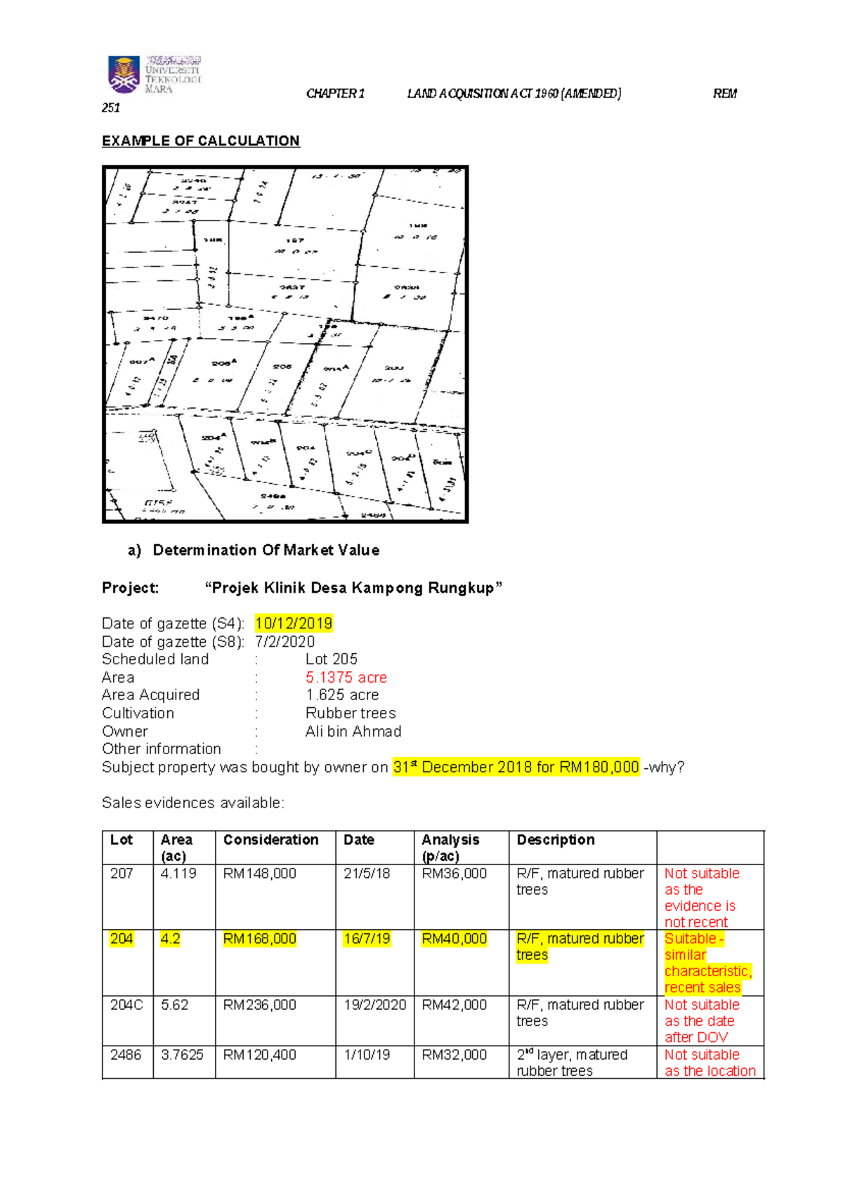 Tutorial on Land Acquisition Calculations 2021 - Section 4 & 8 Analysis ...