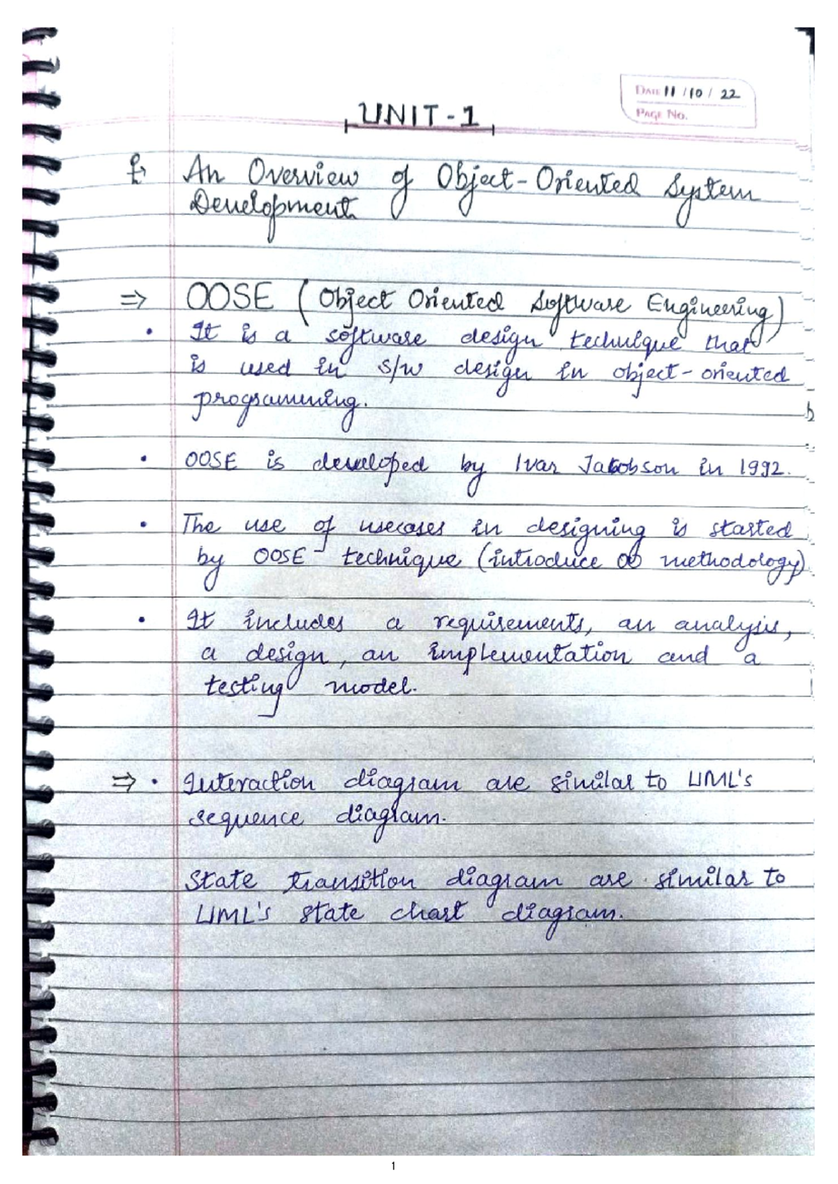 OOSE Unit 1: Overview of Object Oriented Systems and Concepts - Studocu