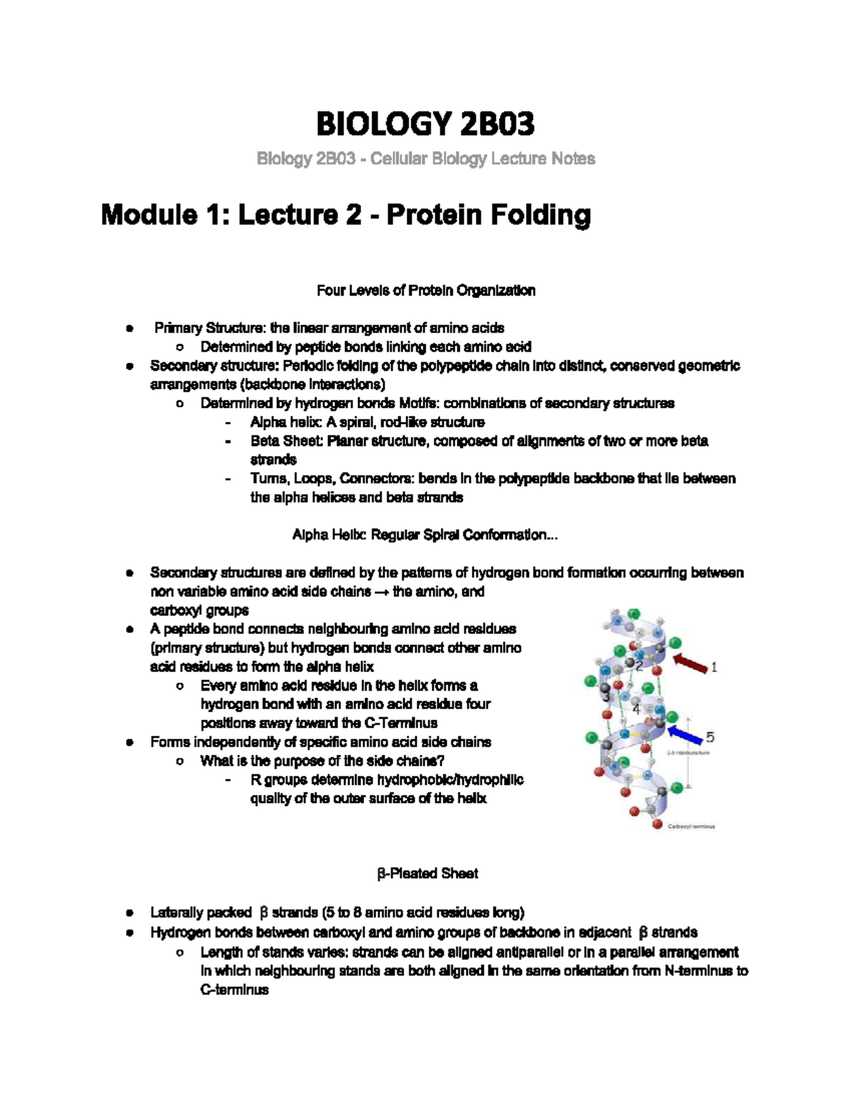 module 1 lecture 2 - Biology 2B03 - Studocu