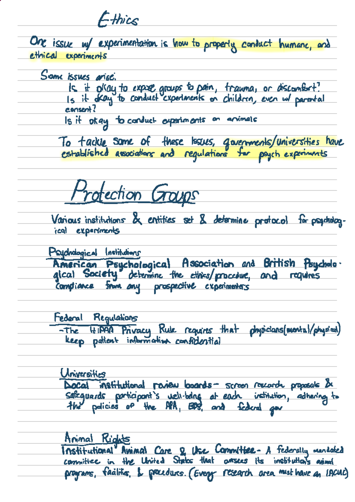Ethics in AP Psychology: Unit 1 Guidelines for Experiments - Studocu