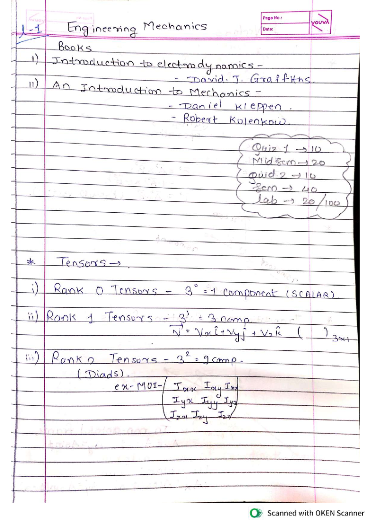 Engineering Mechanics Notes - YOUVA Quiz 1 and Concepts - Studocu