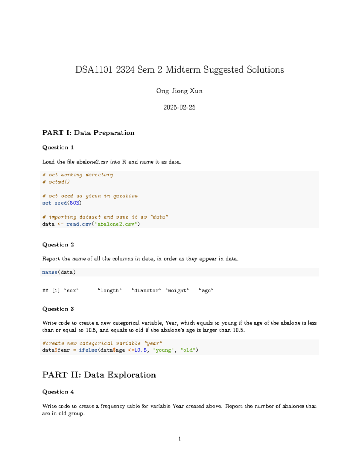 DSA1101 2324 Sem 2 Midterm Suggested Solutions - DSA1101 2324 Sem 2 ...