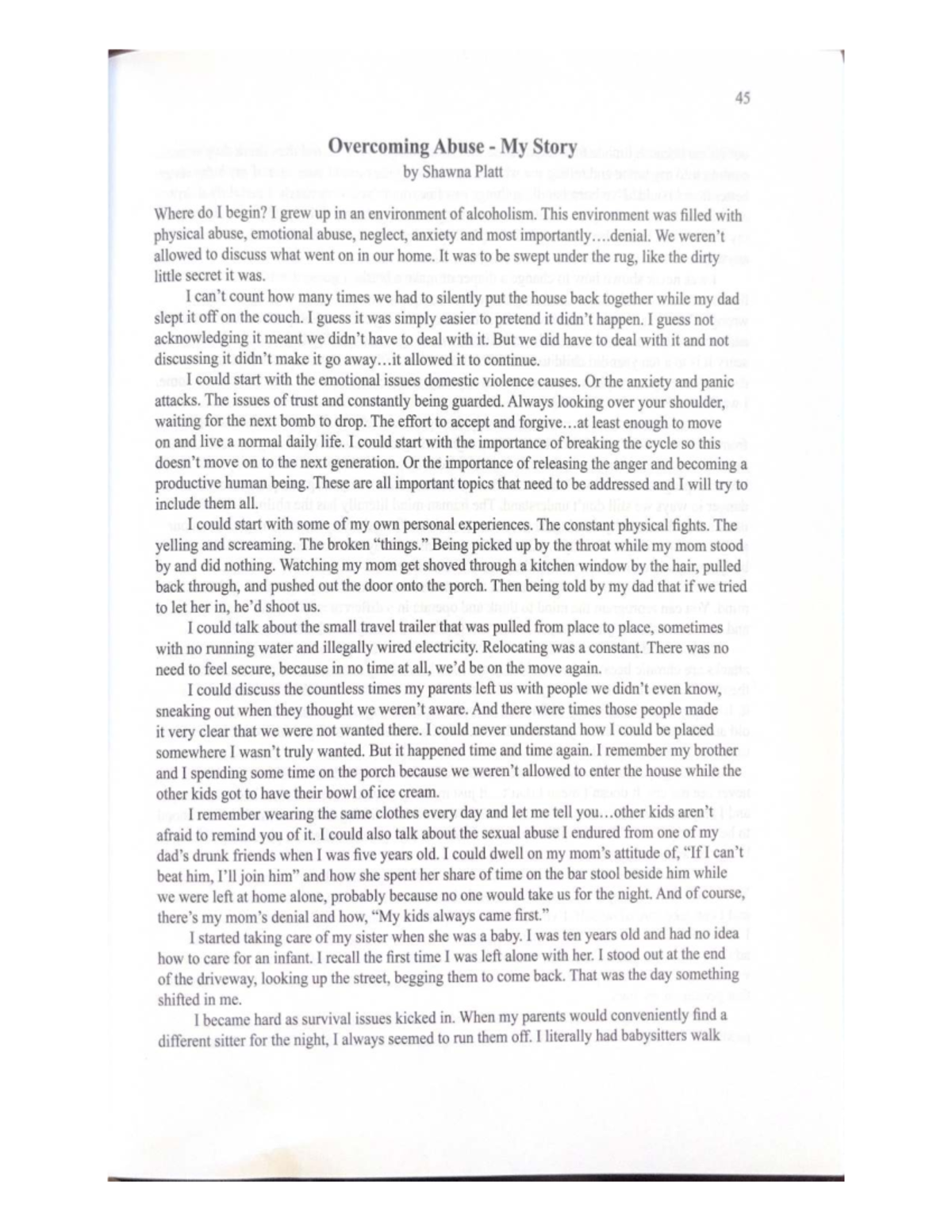 Overcoming Abuse: My Journey of Healing and Resilience - Studocu