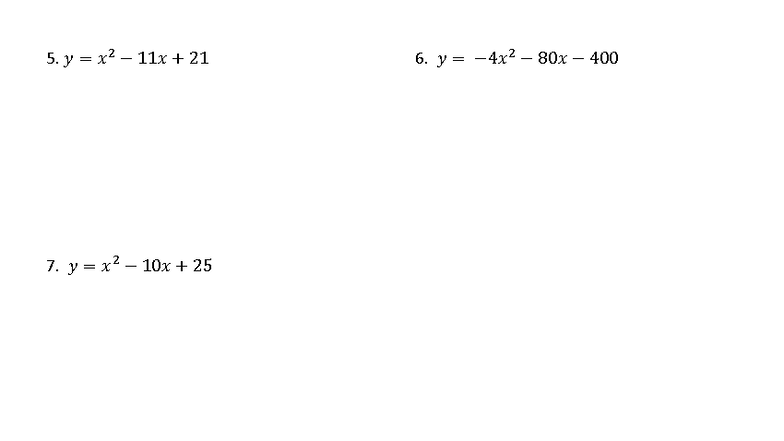 1 - SN 5.2 - Writing Quadratic Equations in Vertex Form (Key) - Studocu