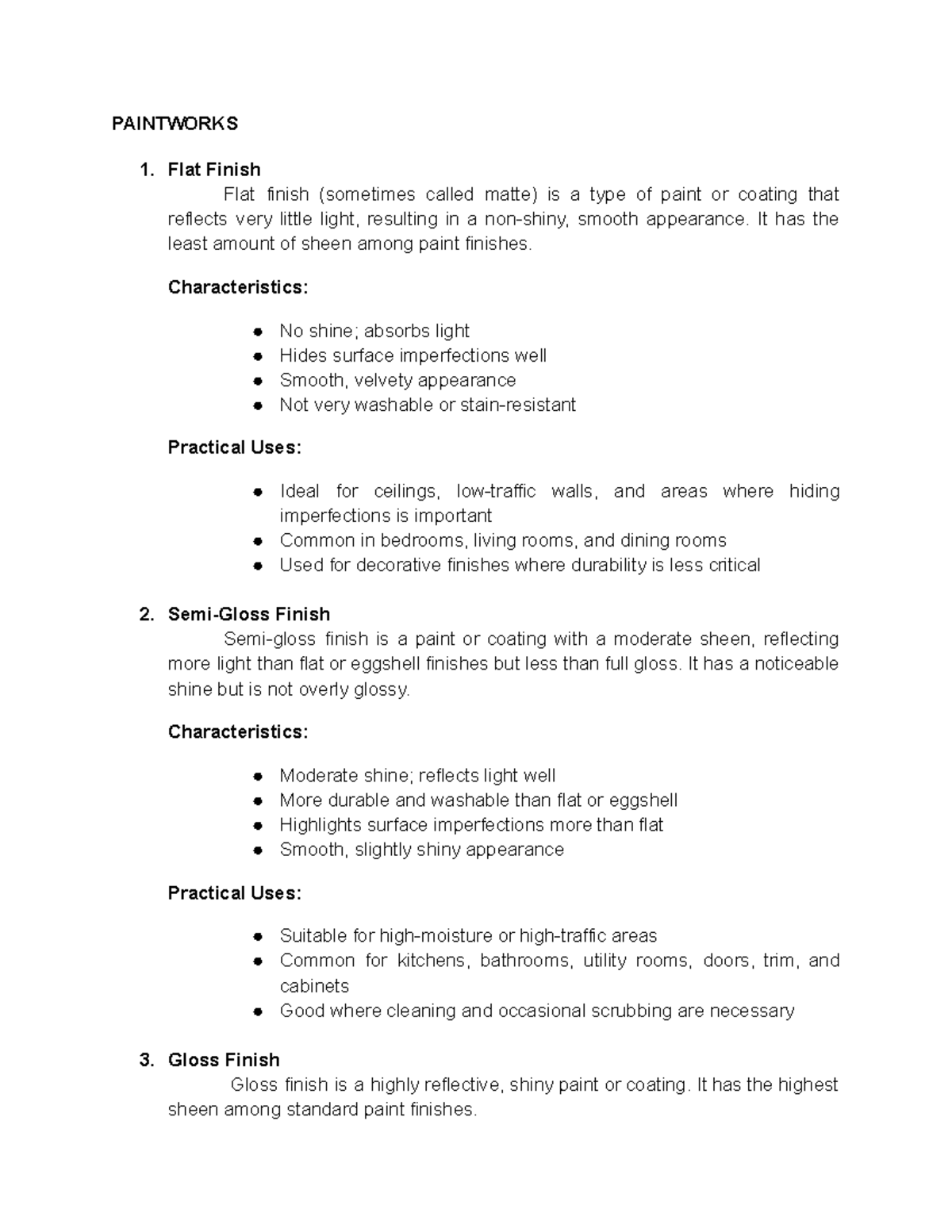 Different Types of Paintworks: Flat, Gloss, and More - Studocu