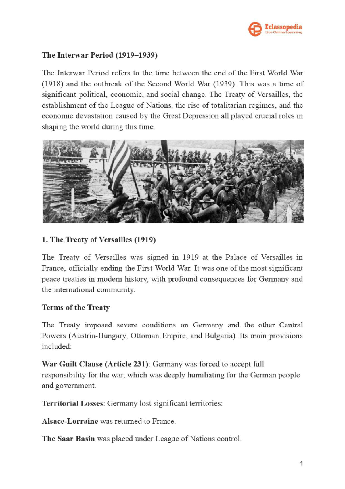 The Interwar Period (1919-1939): Key Events and Impacts - Studocu