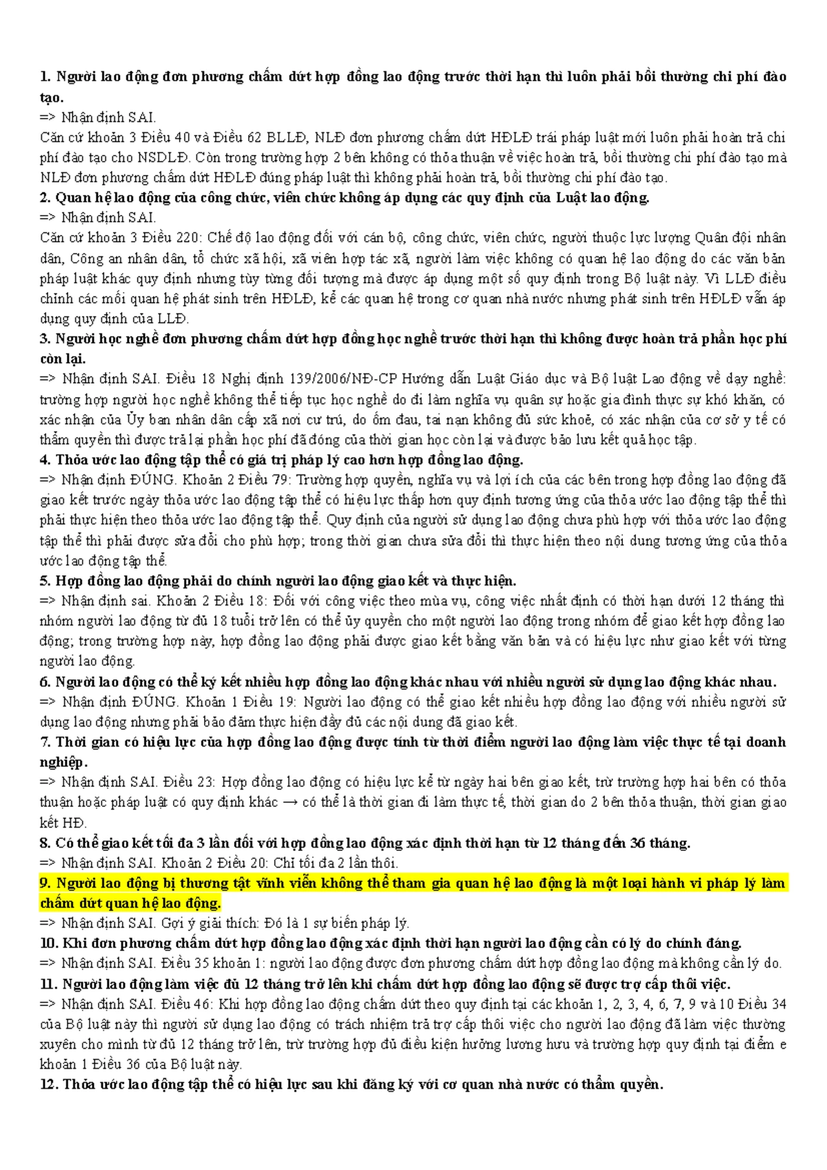 102 + 55 CÂU TRẮC NghiệM LUẬT LAO ĐỘNG - TRẮC NGHIỆM LUẬT LAO ĐỘNG Câu 1: Luật Lao động - Studocu