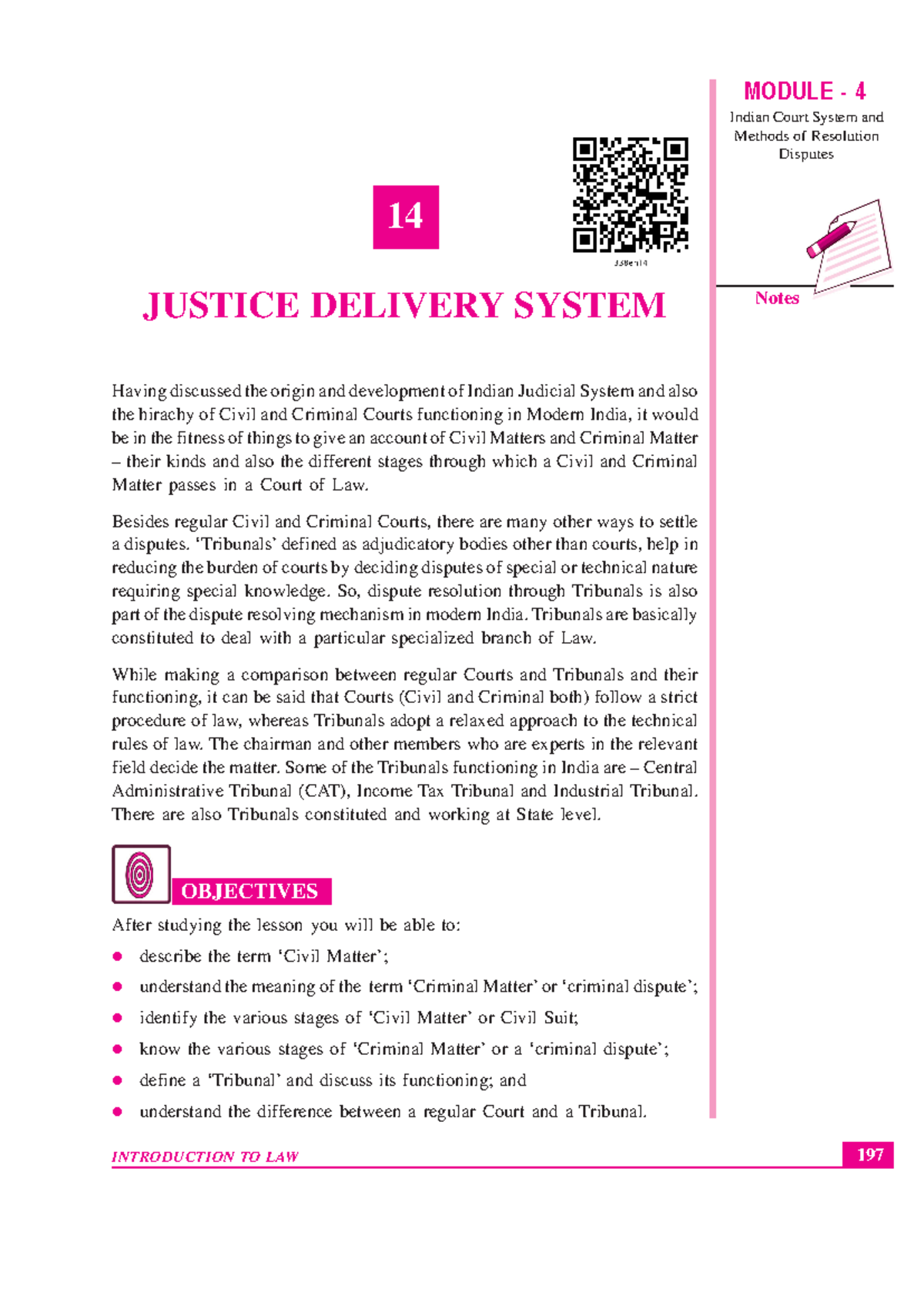 338 Introduction to Law: Justice Delivery System Overview L14 - Studocu